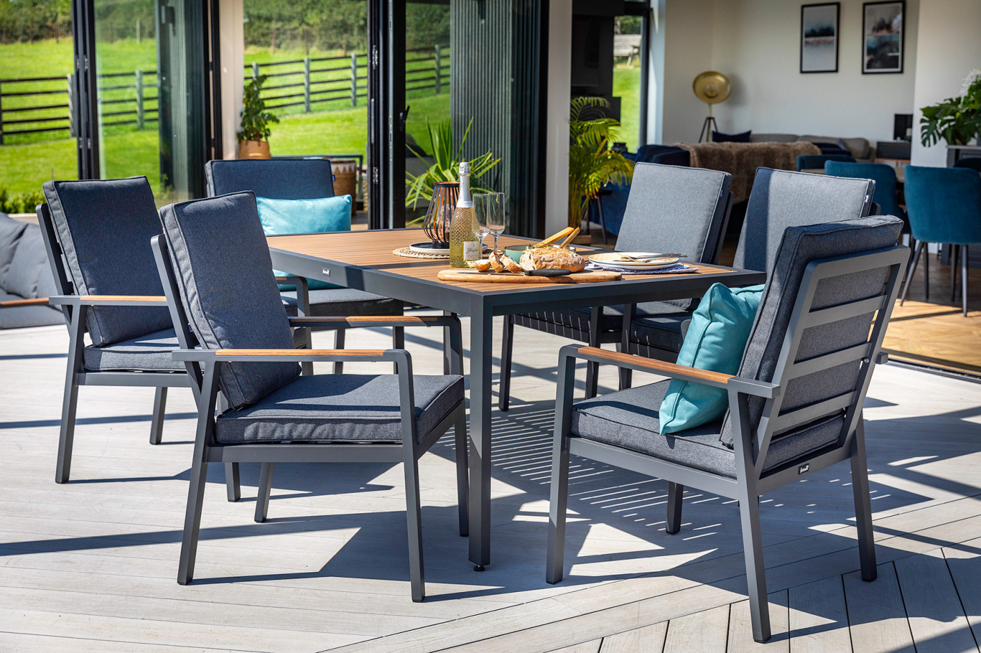 Hartman Asher 6 Seat Rectangular Dining Set Aluminium Garden Furniture ...